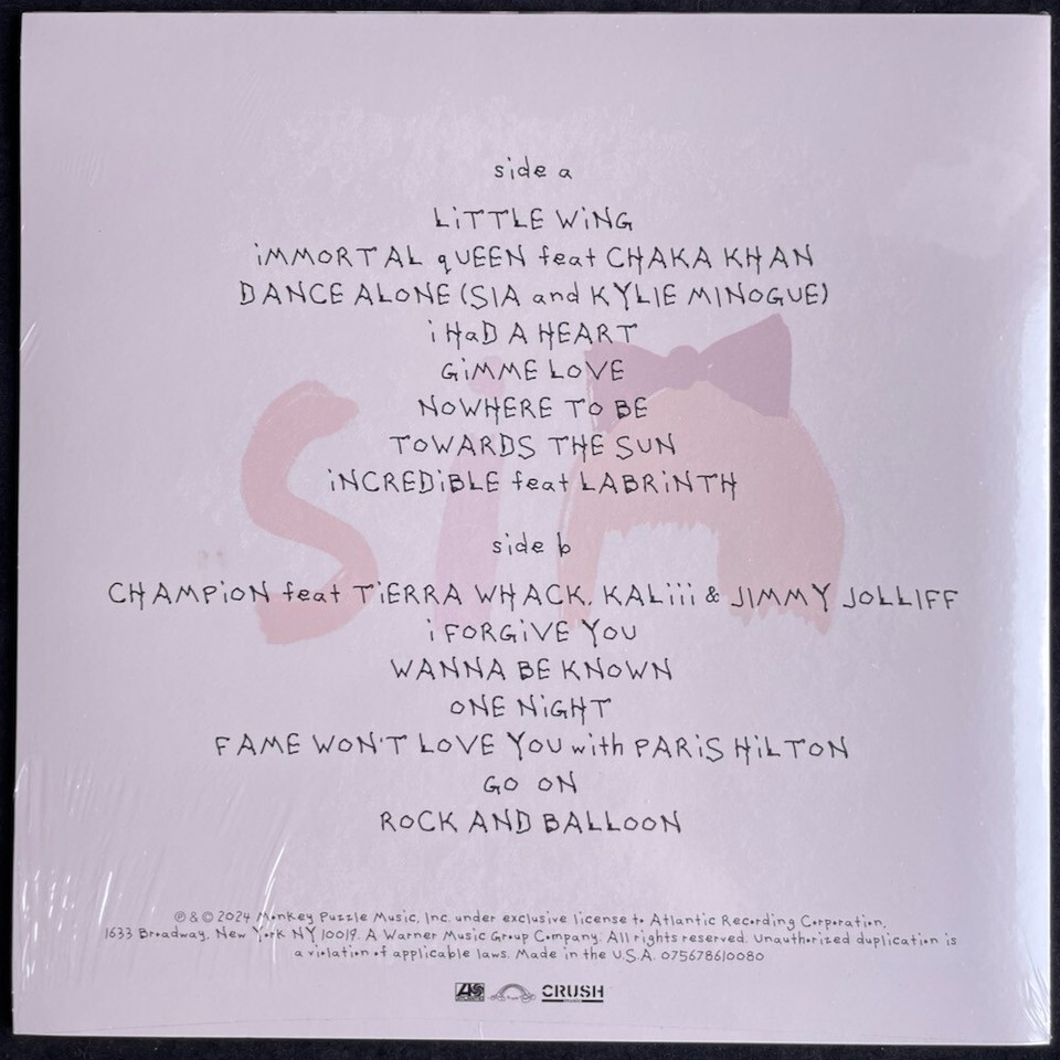 Sia, Reasonable Woman, Pink Colored Vinyl, LP, Atlantic, 2024, NEW | eBay