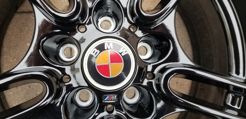 BMW E24 E28 M5 E39 OEM MPar 17" Staggered Style 66M Gloss Black Wheels ...