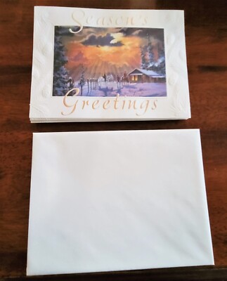 2 Leanin Tree CHRISTMAS Cards w/Envelopes SEASONS GREETINGS COWBOYS ...