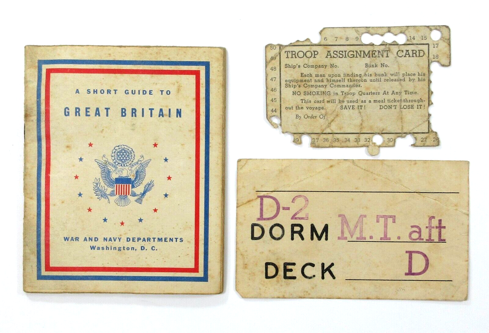 WWII US Army Great Britain Guide Armed Forces Troop Ship Cards War Dept ...