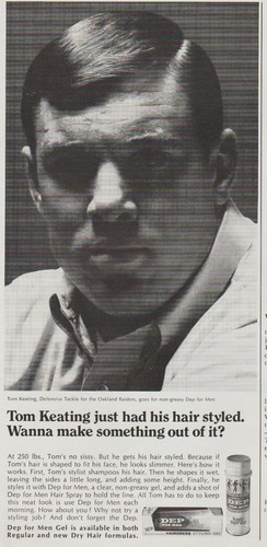 1968 Dep Hair Gel / Spray - NFL Oakland Raiders Tom Keating - Print Ad ...