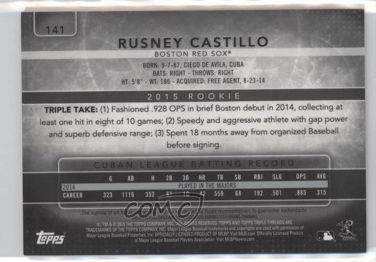 2015 Topps Triple Threads /99 Rusney Castillo #141 Rookie Auto RC | eBay