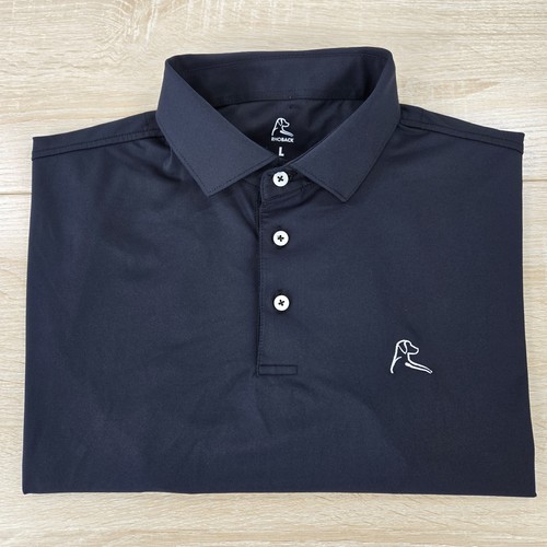 Men's L Rhoback Solid Black Monochrome Performance Polyester Golf Polo Shirt | eBay