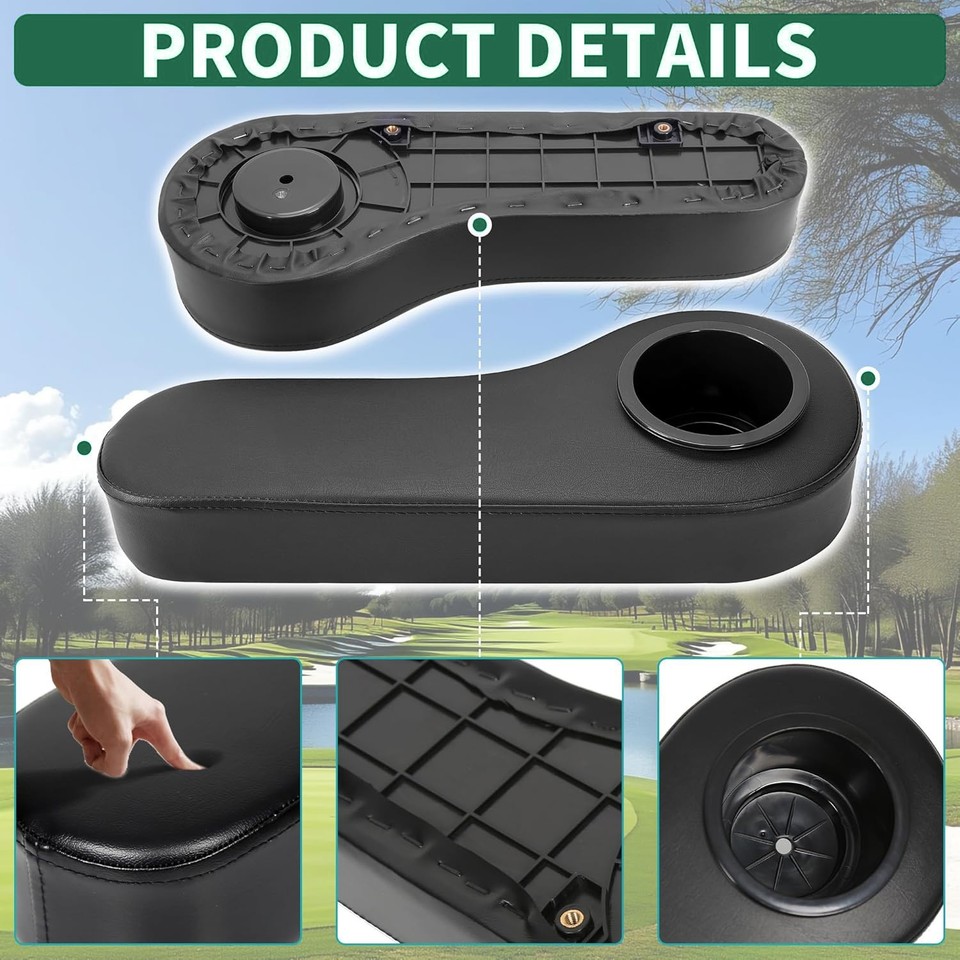For EZGO/Club Car/Yamaha Golf Cart Rear Seat Arm Rest Cushion With Cup ...