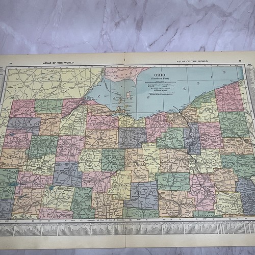 Map of Northern Ohio 2 Page Fold Out 1910 Print V14-7 | eBay