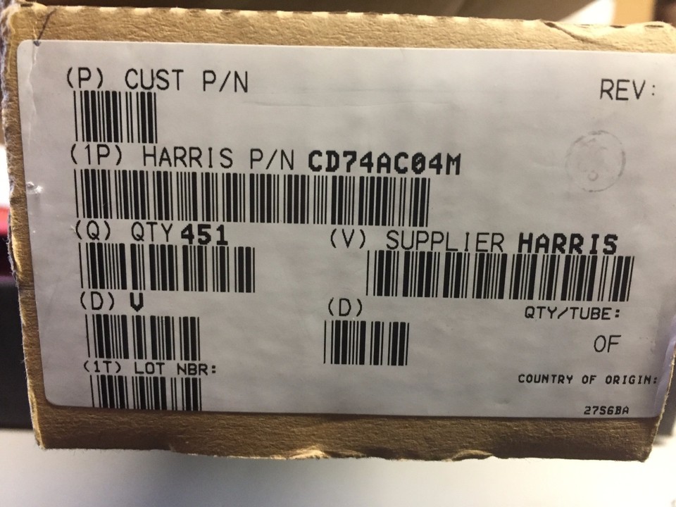 TI / Harris CD74AC04M IC, 74AC CMOS, SMD, 74AC04, SOIC14 (25pcs = 1 lot ...