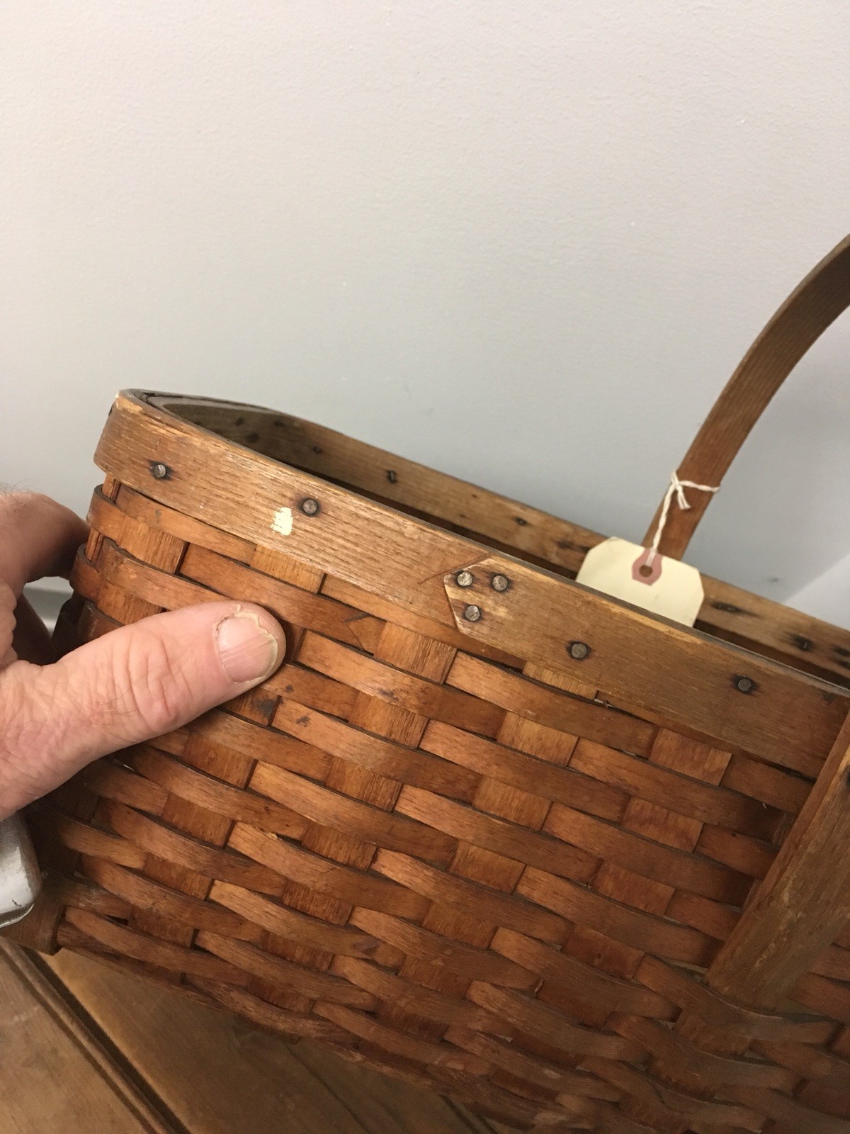 Antique B. G. HIGGINS Basket Pounded ASH Sm Market West Chesterfield ...