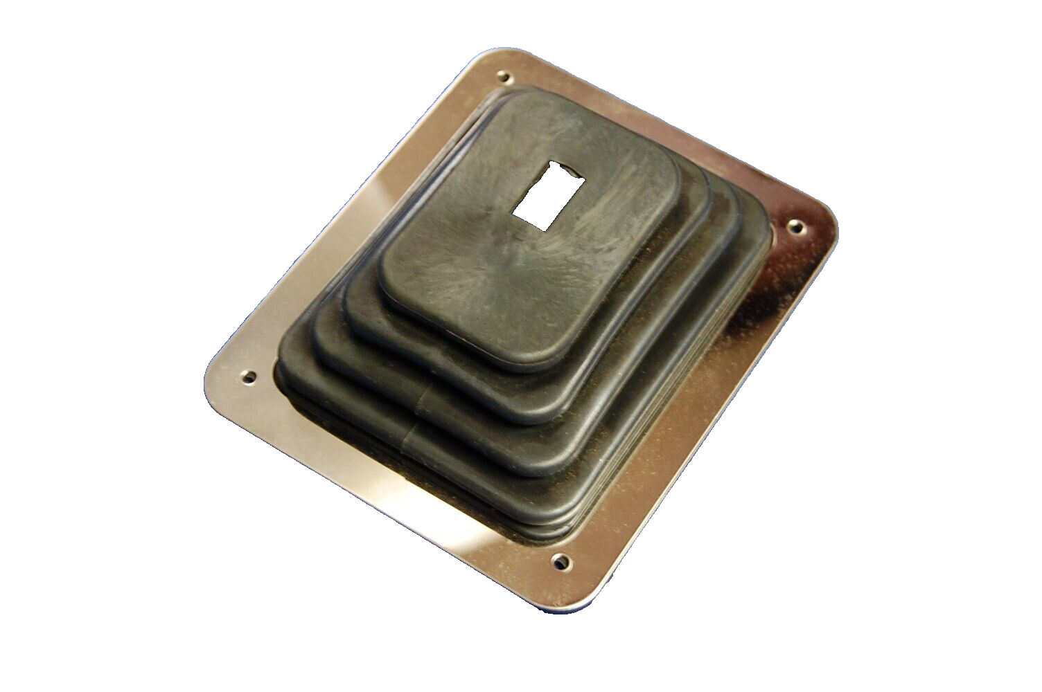 HURST STYLE RUBBER SHIFTER BOOT W/CHROME PLATE 5 1/4"X6 3/8" UNIVERSAL ...
