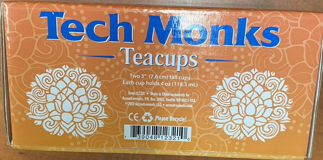 Accoutrements Archie McPhee Tech Monks Teacups Set of 2 Cups 236b for sale online | eBay
