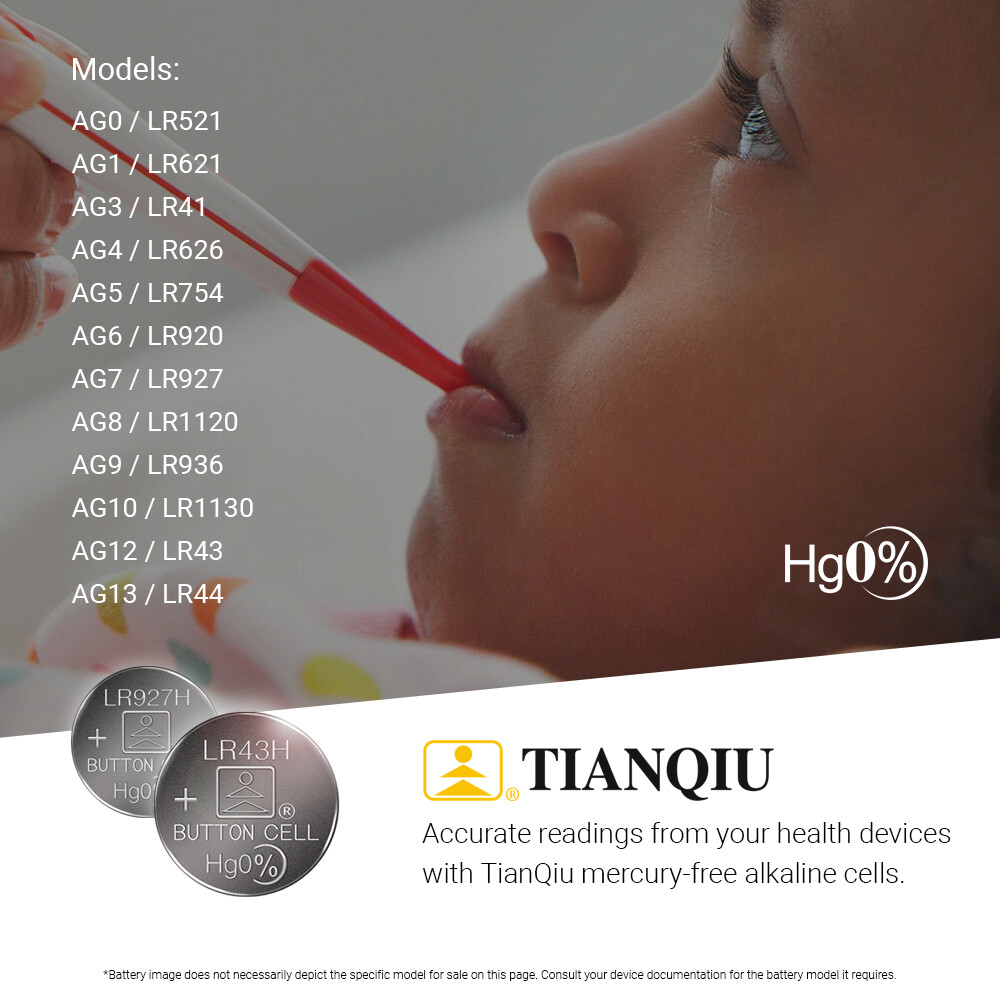 Tianqiu LR41H AG3 392A Alkaline 1.5V Button Cell Batteries (100 Pack ...
