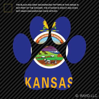 Kansas State Shaped Paw Print Sticker Die Cut Vinyl Dog Cat Pet Puppy ...
