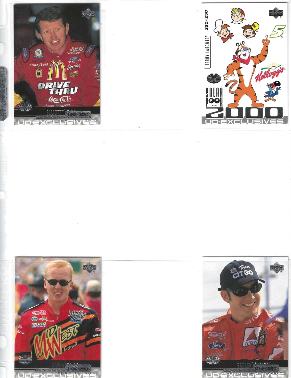 2000 U. D. Victory Circle SILVER EXCLUSIVES #84 Terry Labonte #225/250 ...