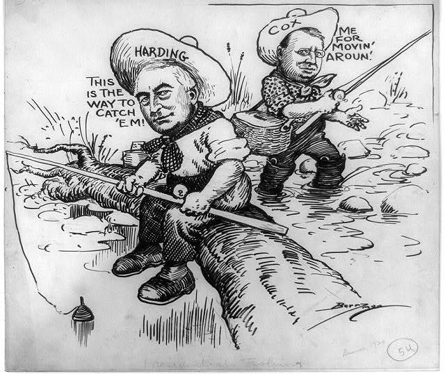 Presidential fishing,1920,Warren G. Harding,James Middleton Cox ...