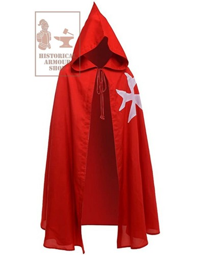 WEEKEND SALE Medieval Red Cloak Tunic CAPE Templar Knight Crusader Larp ...