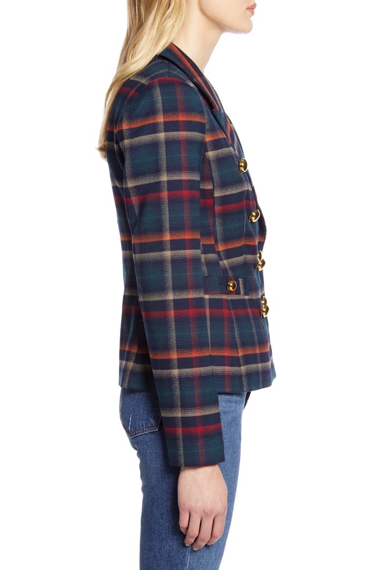 NEW Halogen x Atlantic-Pacific Plaid Blazer Jacket - Navy Blue - Size 2 ...