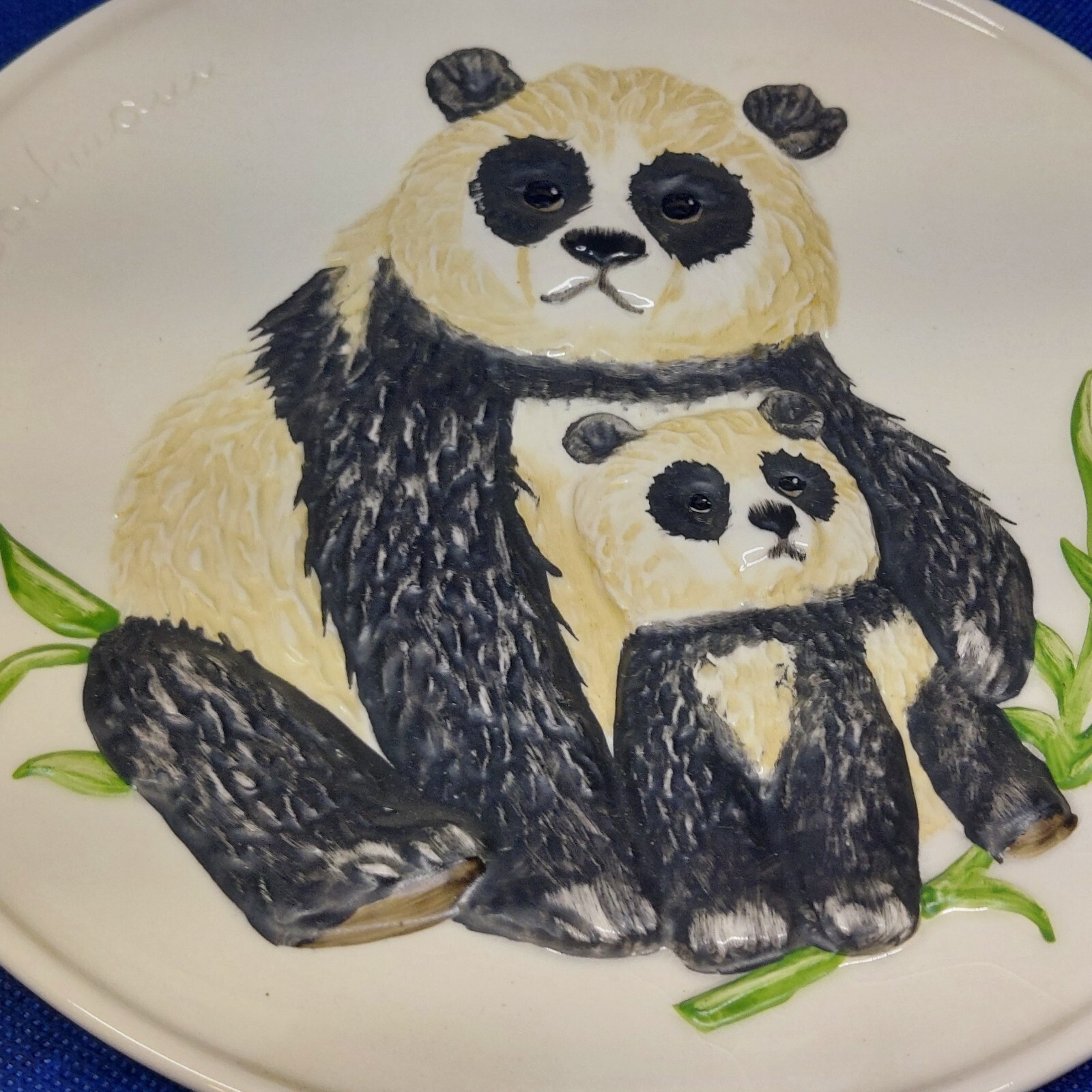 Goebel 1977 3rd Edition Mothers Day "Panda Bears" Plate Handpainted W ...