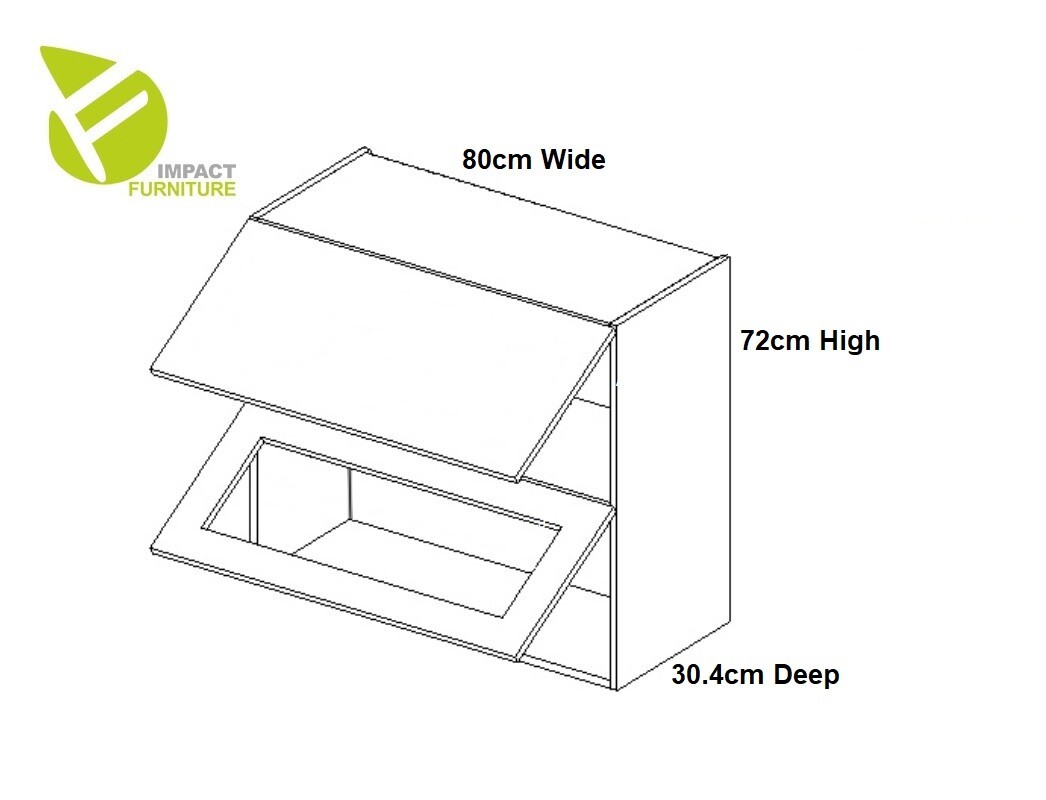 Kitchen Glass Wall Cabinet 800mm Unit White Gloss Display Cupboard Lift ...