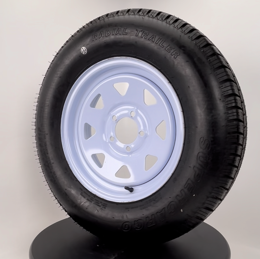 15" White Spoke Trailer Wheel/Rim + ST205/75R15 HI-RUN SUPERCARGO Tire ...