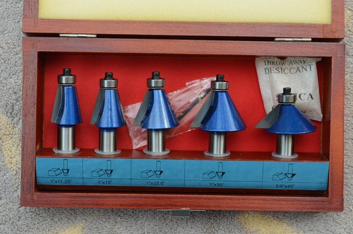 WOODLINE USA 5 Piece Chamfer Router Bit Set WL-1189-1, 1/2" Shank ...