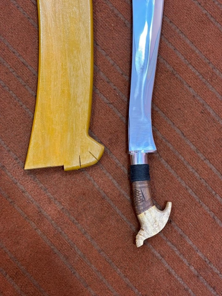 Custom Handmade Moro Laring Carbon Steel Philippines Sword with Leather ...