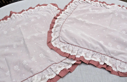 Ruffled Embroidered Eyelet Dust Ruffle & 2 Pillow Shams White & Terra ...