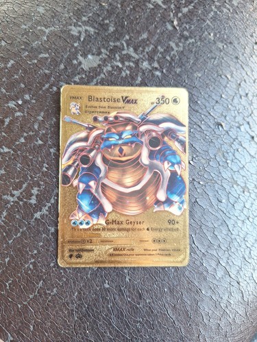 Pokemon Blastoise Vmax Gold Foil Fan Art Textured Collector Card HP350 ...