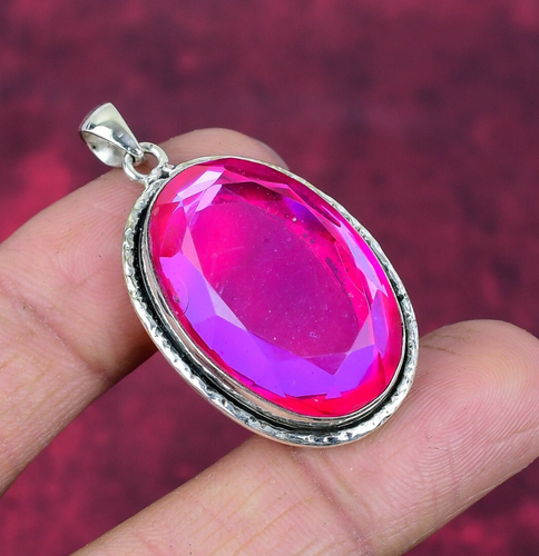 AAA+ Pink Mystic Topaz Gemstone Handmade 925 Sterling Silver Jewelry ...