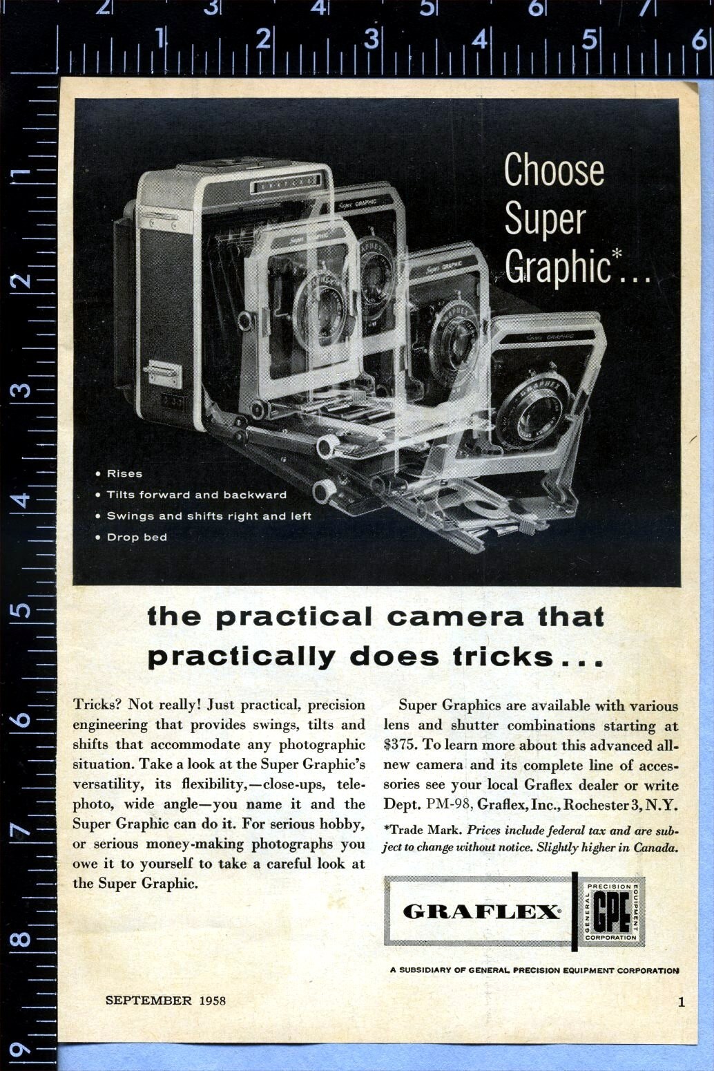 1958 Vintage Magazine Page Ad Super Graphic Graflex Camera | eBay