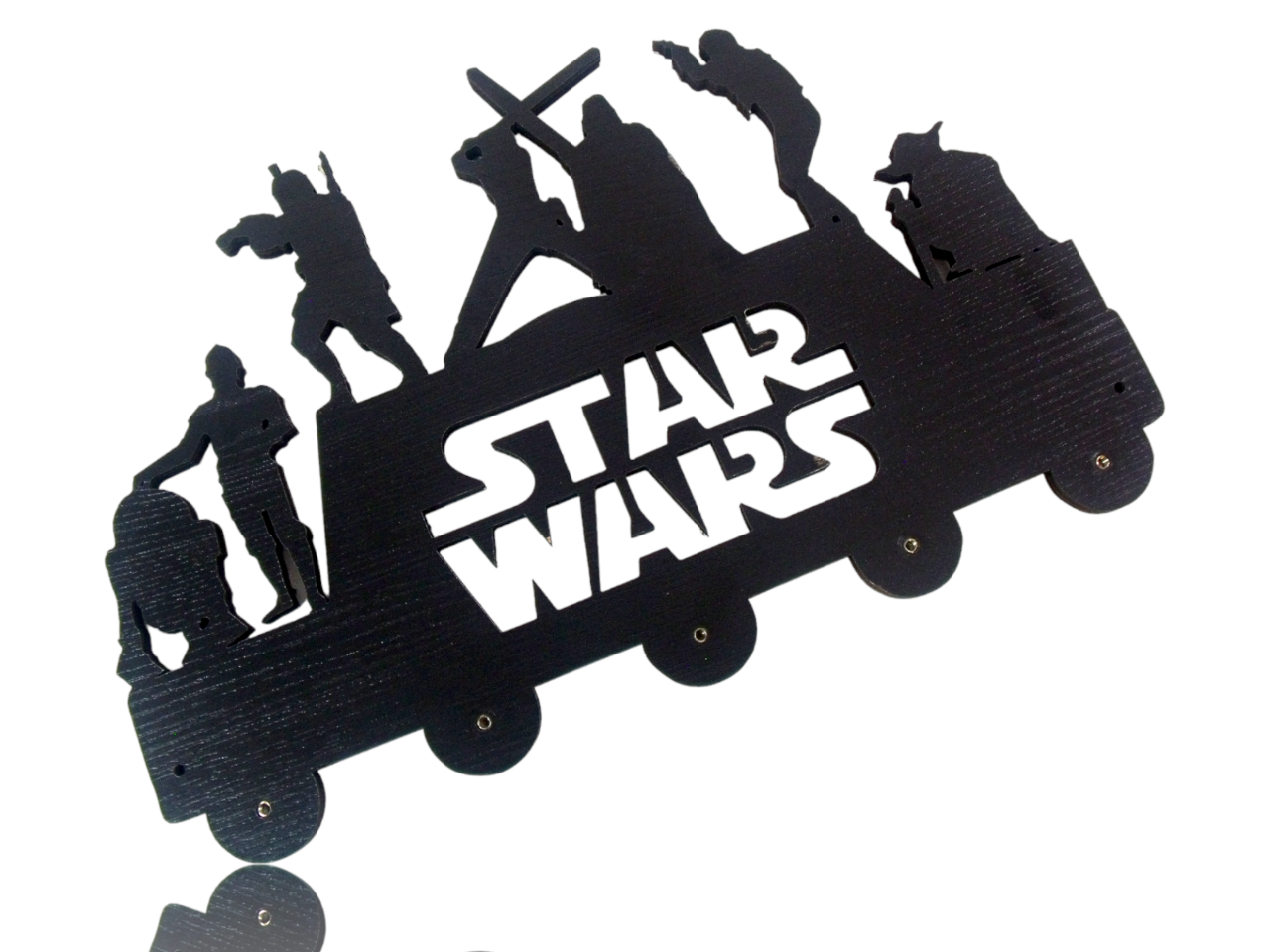 Star Wars Black Wooden Key Holder w/ 5 Hooks Wall Mounted Entryway ...