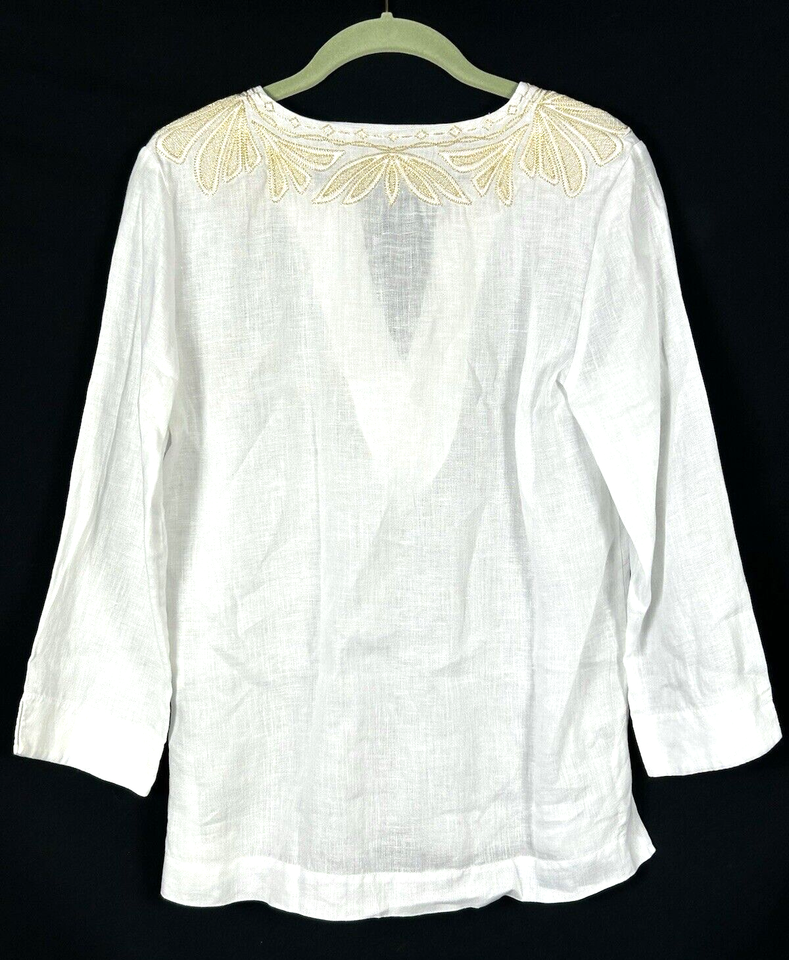 Lilly Pulitzer Small Amelia Island Resort Linen White Tunic Top Gold ...