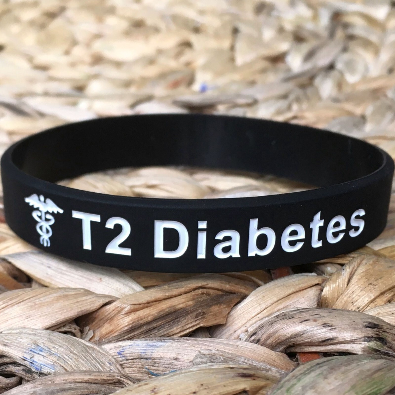 T2 Diabetes Unisex Medical Wristband Type 2 Diabetic T2D ID Silicone ...