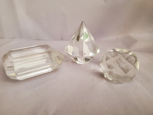 Prisms Cut Glass Set Of Three Shapes Paperweight Or Suncatcher ...