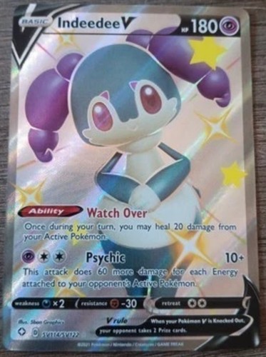 Pokémon TCG Shiny Indeedee V SV114/SV122 Shining Fates Full Art Shiny ...