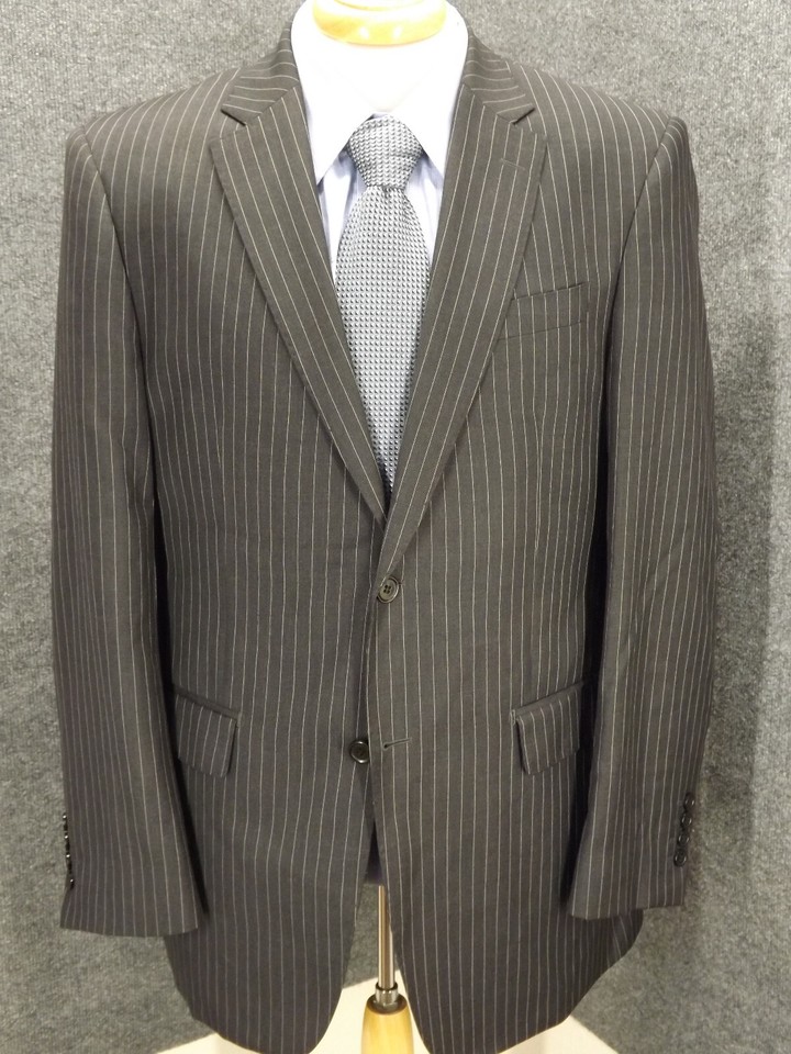 Mantoni Mens Suit 40R SUPER 140'S Black Chalk Stripe 34x31 Pants VIRGIN ...