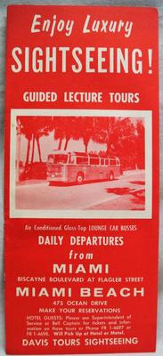 DAVIS BUS TOURS SIGHTSEEING MIAMI FLORIDA ADVERTISING BROCHURE 1960s ...