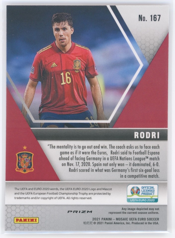 RODRI 2021 PANINI MOSAIC EURO SILVER PRIZM #167 | eBay