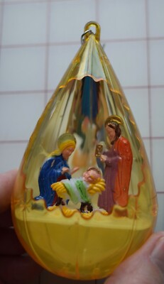 7164 Antique 1950's plastic tear drop Christmas tree ornament, Holy ...