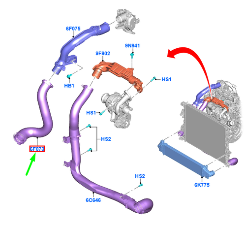 FORD KUGA MK3 Intercooler Outlet Tube 2534726 LX61-6F073-BC NEW GENUINE ...