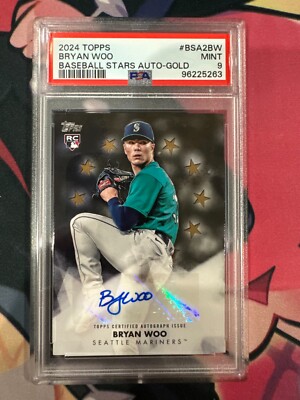 2024 Topps Baseball Stars Autograph Bryan Woo RC AU 02/50 Gold PSA 9 ...