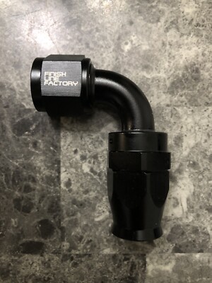 Finish Line Factory PTFE Hose End - 90 Degree AN - Black | eBay