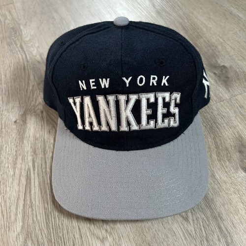 Vintage Starter New York Yankees Arch Snapback Hat Blue Gray 100% Wool ...
