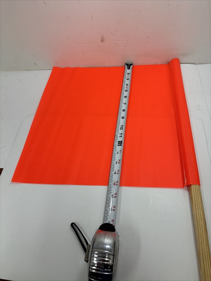 10pk Safety Flags 16” X 15.5” Vinyl- Red Orange Fluorescent Caution ...
