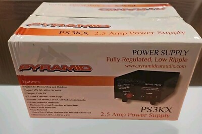 Pyramid PS3KX 2.5 Amp Power Supply 13.8 VDC 2.5A NEW Home, Shop, Hobby ...