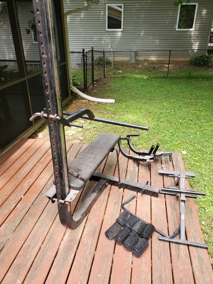 Soloflex home gym, weight bands, bench, leg ext., butterfly ext ...