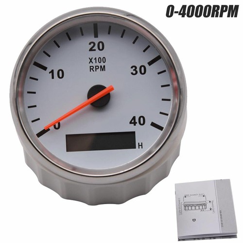 85mm Boat Marine Tachometer Diesel Engine Tacho Gauge 4000 RPM With ...