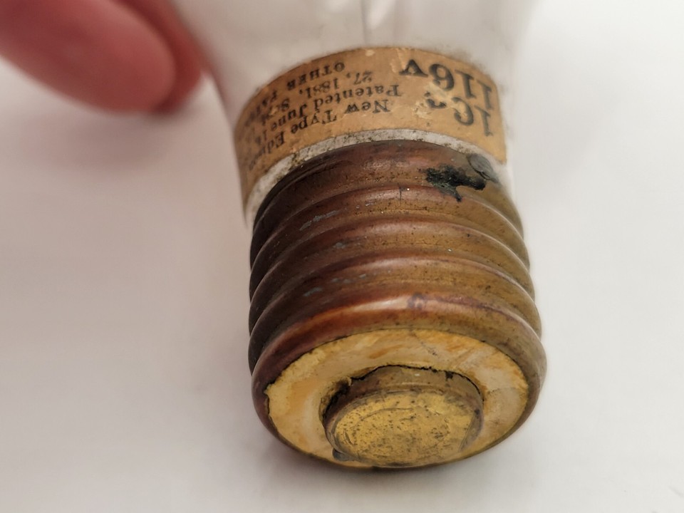 Carbon Filament 116V Hairpin Edison Light Bulb LABEL Brass Base Museum ...
