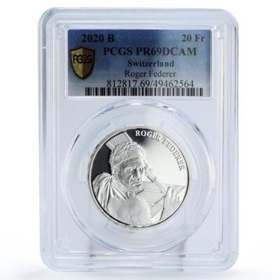 Switzerland 20 francs Roger Federer Tennis Sports PR69 PCGS silver coin ...