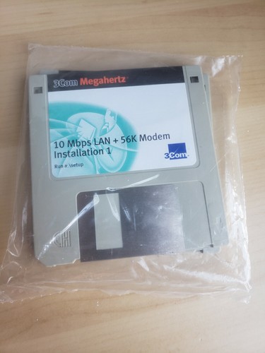 RARE 3Com Megahertz 10 Mbps LAN + 56K Modem Installation Floppy disc ...