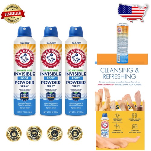Clear Invisible Foot Spray 7oz 3 Pack Talc-Free Odor Protection Sweat ...