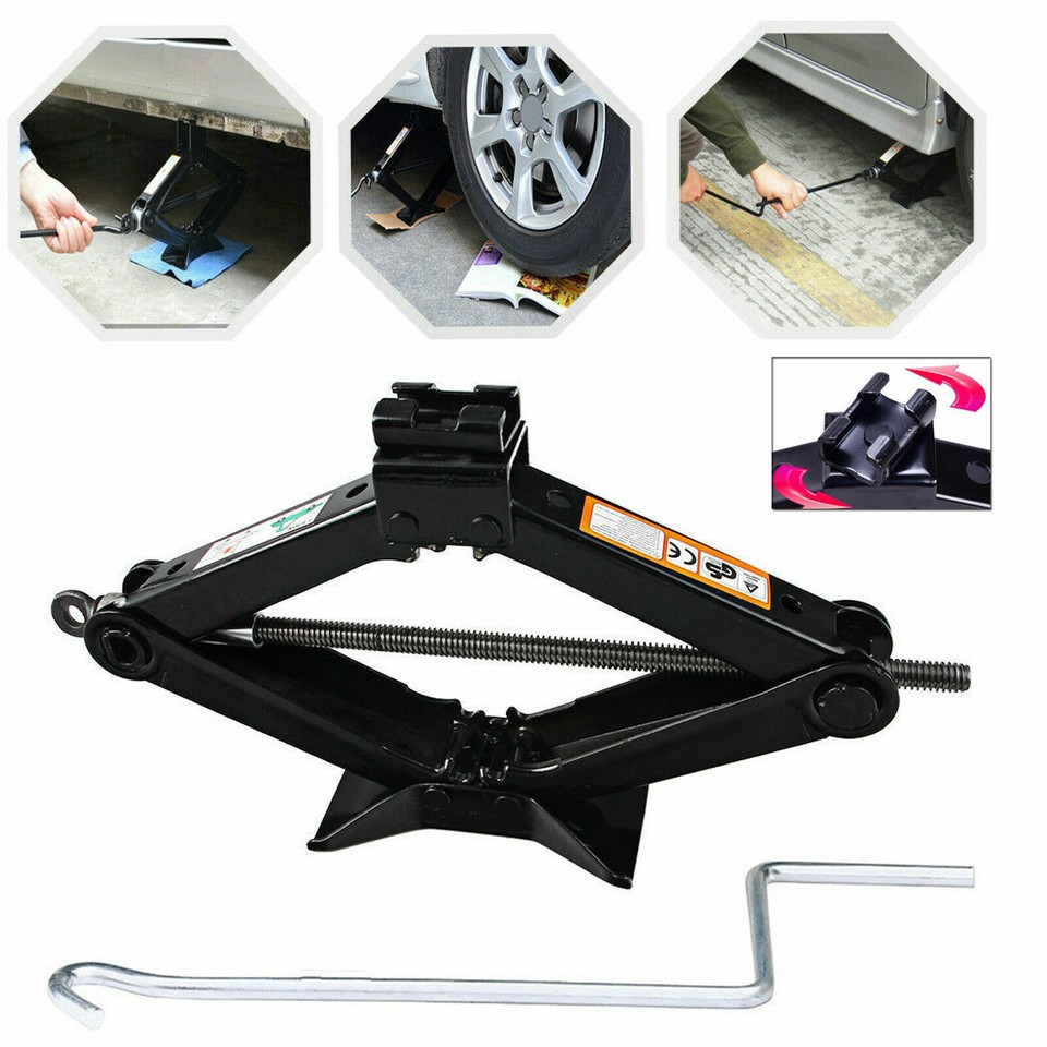 2 Tonne RustProof Van Car Scissor Jack Lift Wind Up & Chromed Crank ...